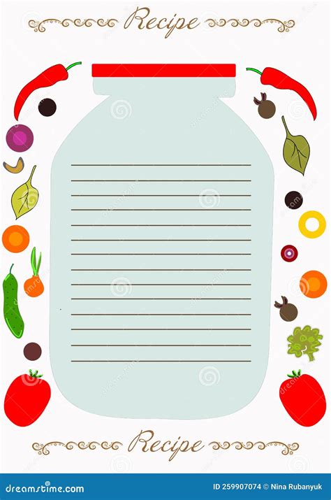 Mixed Vegetable Recipe Page Template Stock Illustration Illustration
