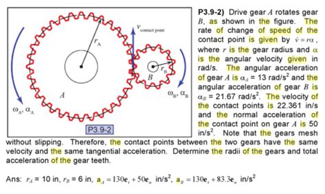 Solved P3 9 2 Drive Gear A Rotates Gear B As Shown In The Chegg Com