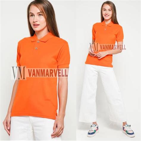 Promo Vm Kaos Polo Shirt Polos Oren Kaos Polos Berkerah Orange