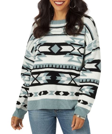 Wrangler Womens Retro Southwestern Sweater Cowpokes Work And Western