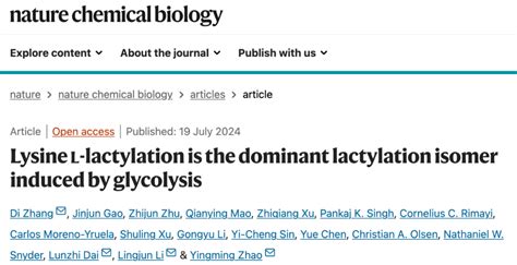 Nature子刊：赵英明张迪团队等开发区分蛋白质乳酰化修饰同分异构体的新方法 生物研究专区 生物谷