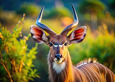Majestic Nyala Antelope With Spiral Horns In Southern Africa A Candid Wildlife Portrait Captured