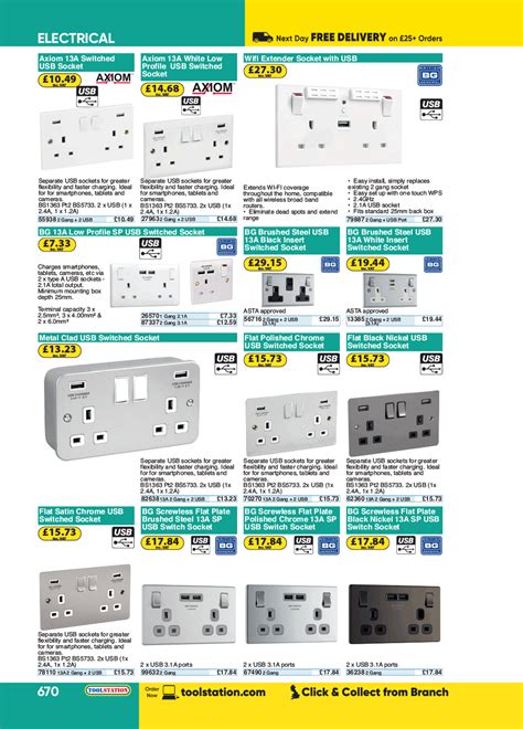 Bg 13a Low Profile Sp Usb Switched Socket 1 Gang 21a
