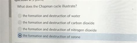 Solved What Does The Chapman Cycle Illustrate The Formation