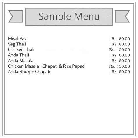 Menu Of Swad Misal House Pimple Gurav Pune