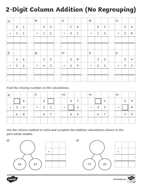 T N 7544 2 Digit Column Addition Worksheet Ver 5 Pdf Applied