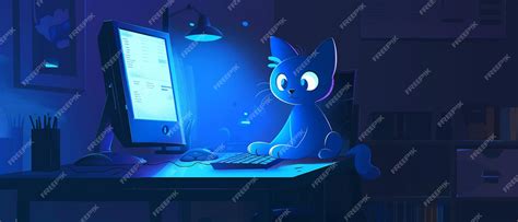 Premium Photo Digital Feline Companion Blue Cat Programmer