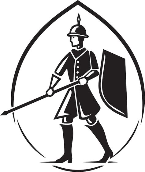 방패와 창 터를 가진 중세 경비원 프리미엄 Ai 생성 벡터