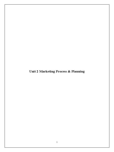 Unit 2 Marketing Process And Planning Pdf Marketing Market Segmentation