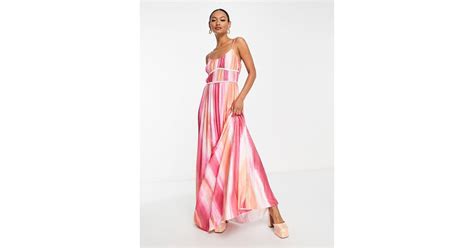Asos Satin Plisse Maxi Dress In Pink Lyst
