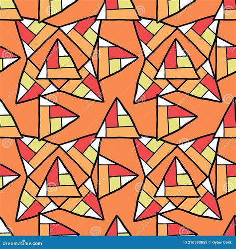 Vector Seamless Texture Background Pattern Hand Drawn Red Orange Yellow White Black Colors