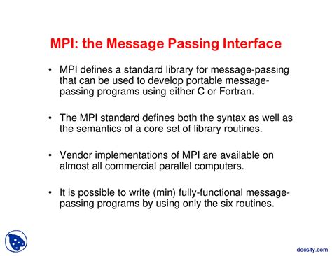 Mpi Parallel Processing Lecture Slides Docsity