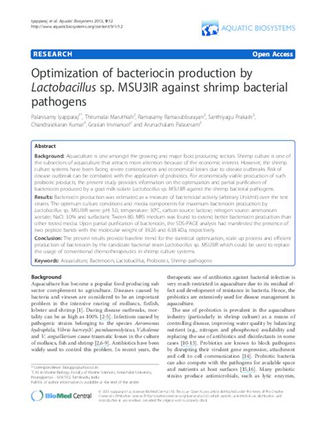 Pdf Optimization Of Bacteriocin Production By Lactobacillus Acidophilus Aa11 A Strain
