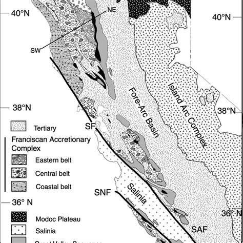 Geologic Sketch Map Showing The Distribution Of The Franciscan