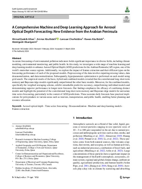 Pdf A Comprehensive Machine And Deep Learning Approach For Aerosol