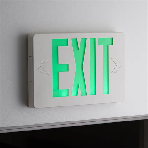 Lavex Slim Green LED Exit Sign With Battery Backup 1 1W Unit