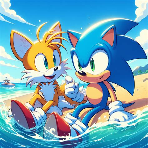 Sonic And Tails At The Beach 1 By Swiftfurai On Deviantart