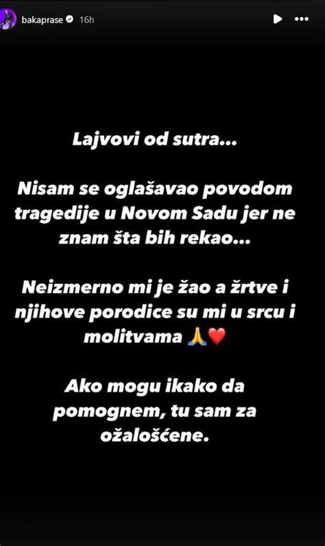 Baka Prase Se Oglasio Povodom Tragedije U Novom Sadu Telegraf Rs