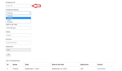 Jquery Choose Employee Name And His Her Id Will Show In The Textbox