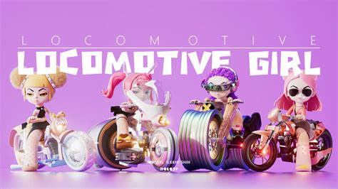 《locomotive Girl》机车女孩3d卡通角色建模渲染设计 14p