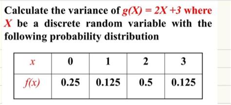 Solved Calculate The Variance Of G X X Where X Be A Chegg