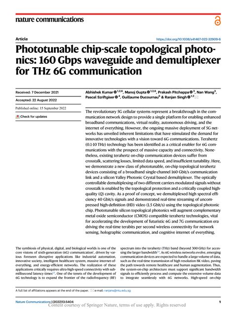 PDF Phototunable Chip Scale Topological Photonics 160 Gbps Waveguide