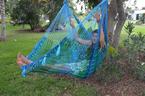 Hammock Chair Double Handmade Blue Patterns Vintage Bohemian Mexico Etsy