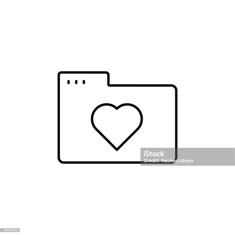 폴더 하트 아이콘입니다 Ui 및 Ux 웹 사이트 또는 모바일 응용 프로그램에 대한 아이콘의 간단한 라인 개요 벡터 개념에 대한 스톡 벡터 아트 및 기타 이미지 Istock