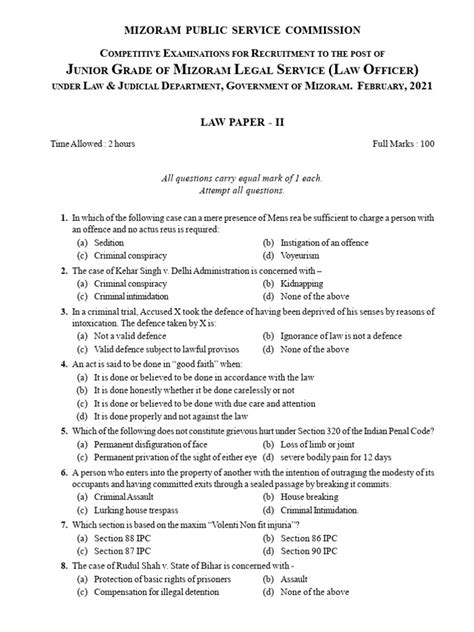 Mls Law Paper Ii Pdf Bail Negligence