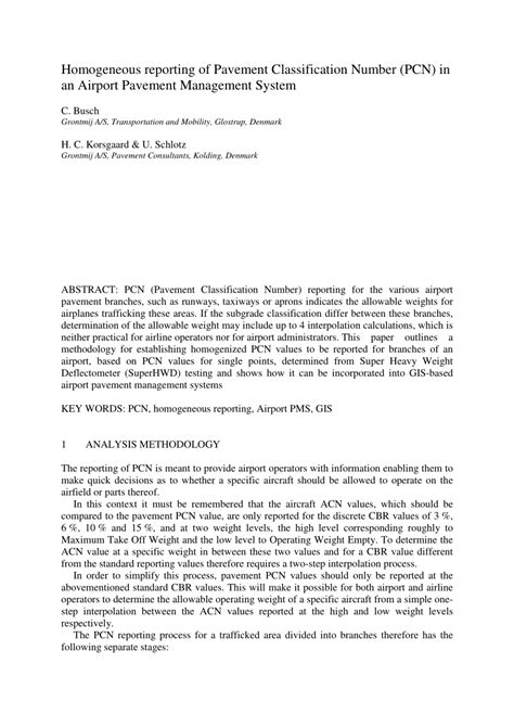 Pdf Homogeneous Reporting Of Pavement Classification Number Pcn In