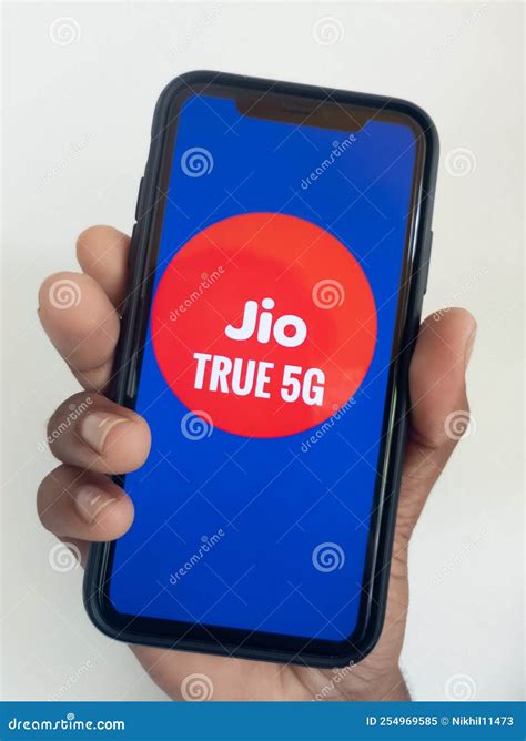 Selective Focus Of Holding Mobile And Displayed Jio 5g On A Mobile Device Screen Editorial Photo