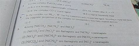 1 Nico4 And Nicl4 2− Are Diamagnetic And Nicn4 2− Is Paramag