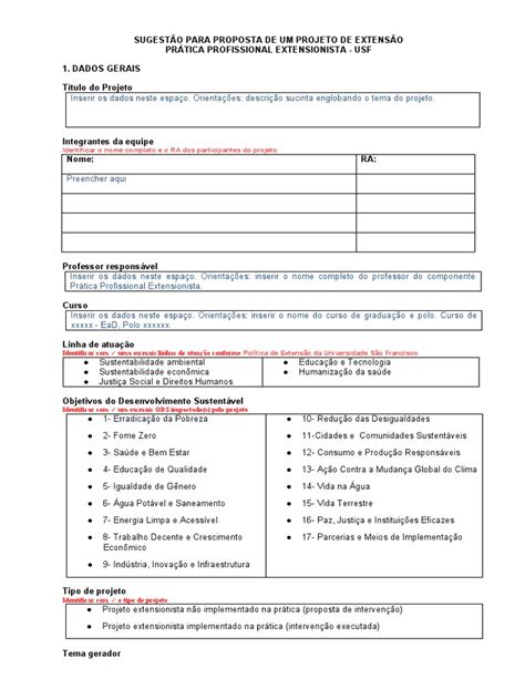 Modelo De Projeto De Extensão Pdf Abstract Resumo Science
