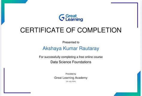 Hi All I Have Successfully Completed The Data Science Foundations Course Offered By Great