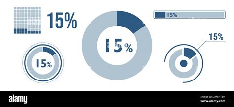 15 Percent Loading Data Icon Set Fourteen Circle Diagram Pie Donut