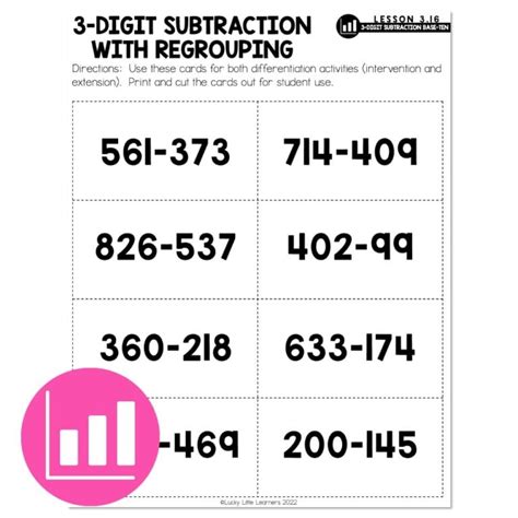 Lucky To Learn Math 3 Digit Subtraction With Base Ten Blocks Lesson