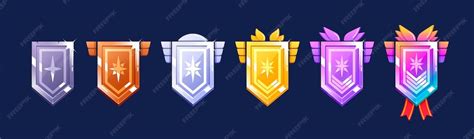 Premium Vector Award Achievement Badges Game Level Ui Or Gui Icons