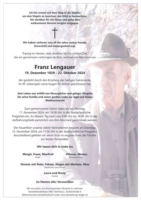 Franz Lengauer Bestattung Langer