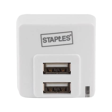 Staples Dual Usb Adapter For Most Smartphones White 19707 Image 1