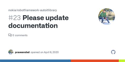 Please Update Documentation · Issue 23 · Nokiarobotframework