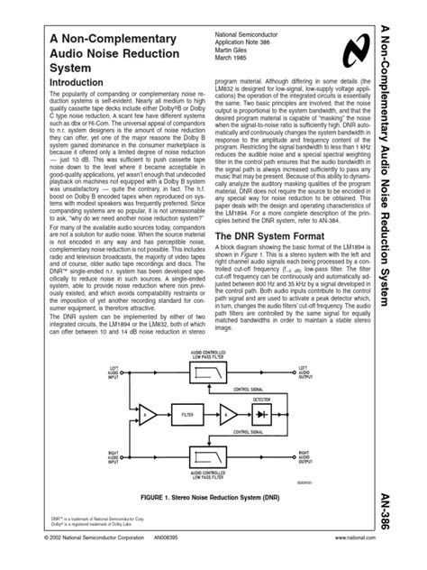 A Non Complementary Noise Reduction System Pdf Detector Radio