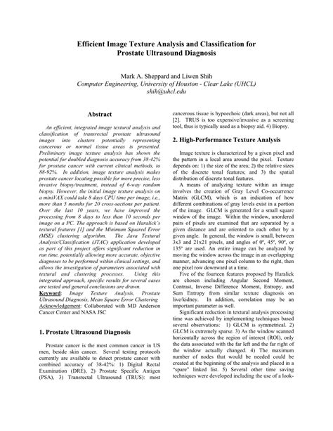 Pdf Efficient Image Texture Analysis And Classification For Prostate