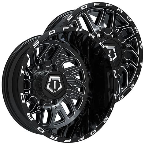 20 Tis Wheels 544bm Dually Gloss Black Milled Off Road Rims Tor004 1