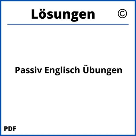 Passiv Englisch Übungen Mit Lösungen Pdf 2025