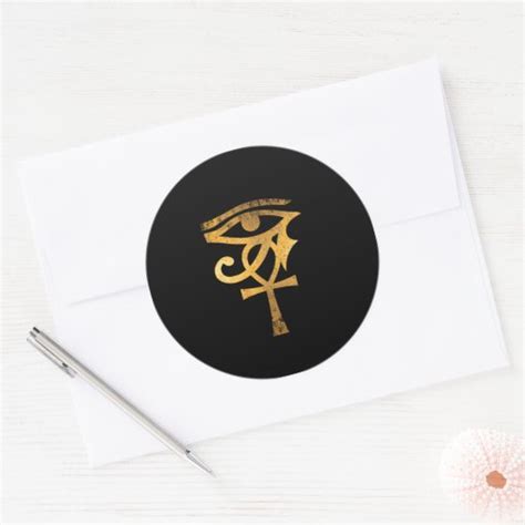 Egyptian Eye Of Horus Ankh Egypt Archeologist Gol Classic Round Sticker Zazzle