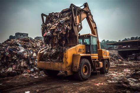 Garbage Processing Work At A Landfill Stock Illustration