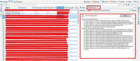 references tab shows error nullpointerexception when selecting more than one row · issue