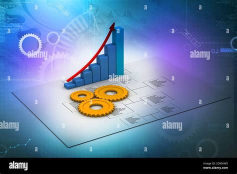 Flow Chart With Gears And Graph Stock Photo Alamy