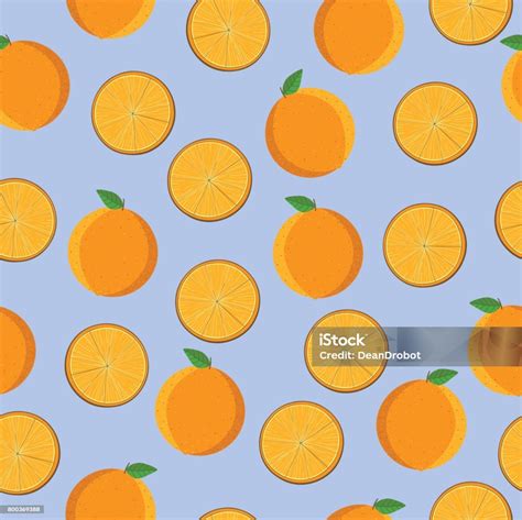 오렌지 과일 및 잎 파란 배경에 완벽 한 패턴입니다 벡터 일러스트입니다 감귤류 과일에 대한 스톡 벡터 아트 및 기타 이미지 감귤류 과일 건강한 생활방식 과일 Istock