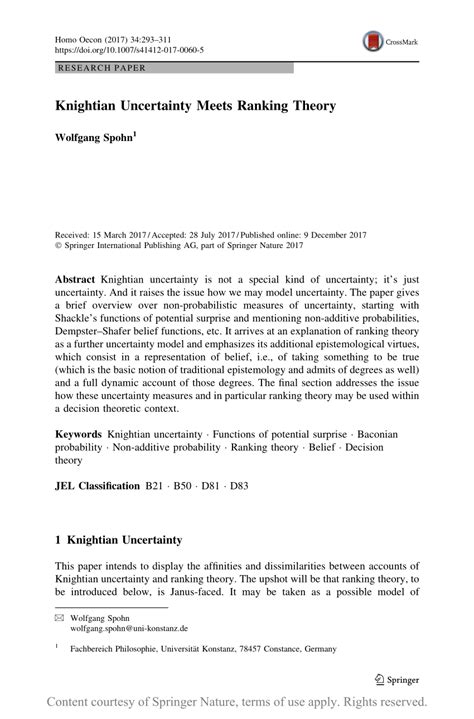 Knightian Uncertainty Meets Ranking Theory Request PDF